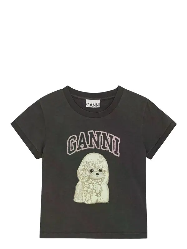 GANNI Organic Cotton Poodle Graphic T-shirt - Black