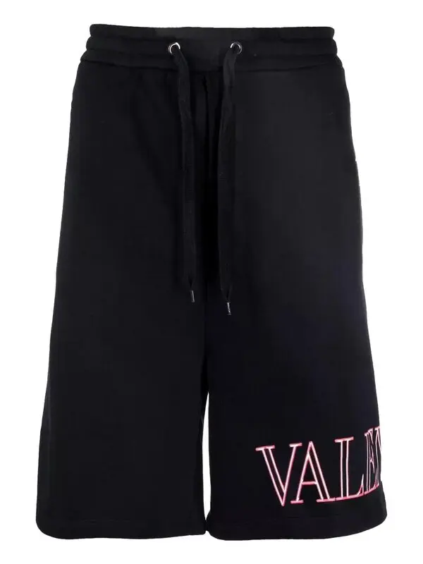 Valentino Garavani Logo Printed Drop-crotch Shorts - Blue