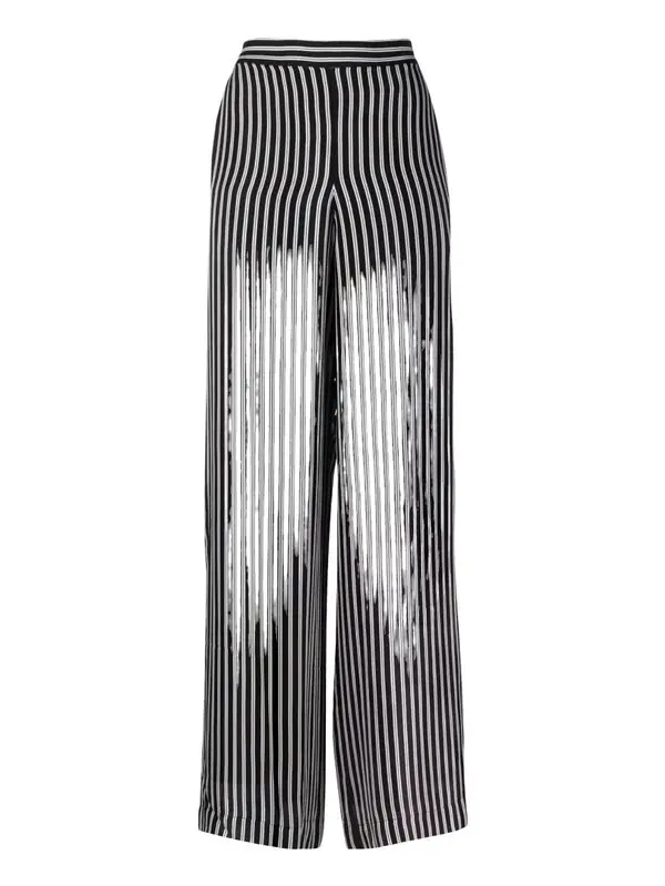 Michael Kors Striped Wide-leg Trousers - Black