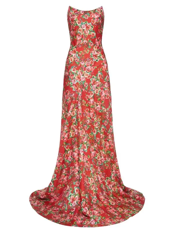 MARKARIAN Tallulah Rose-print Silk Gown - Red