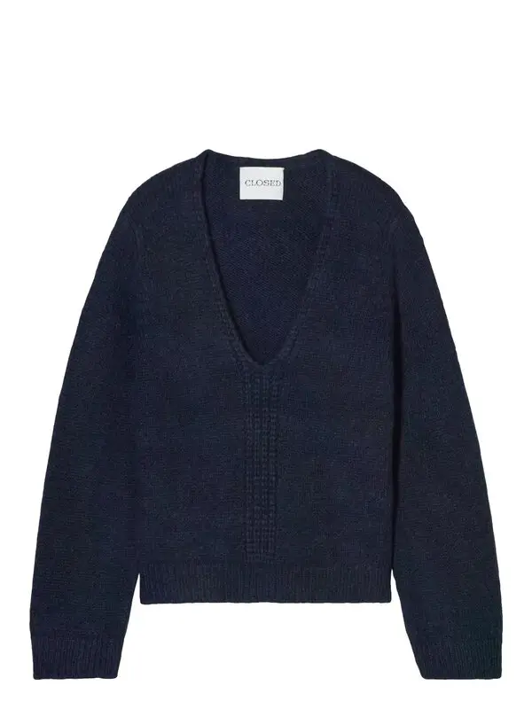 Closed V-neck Alpaca Wool-blend Sweater - Blue