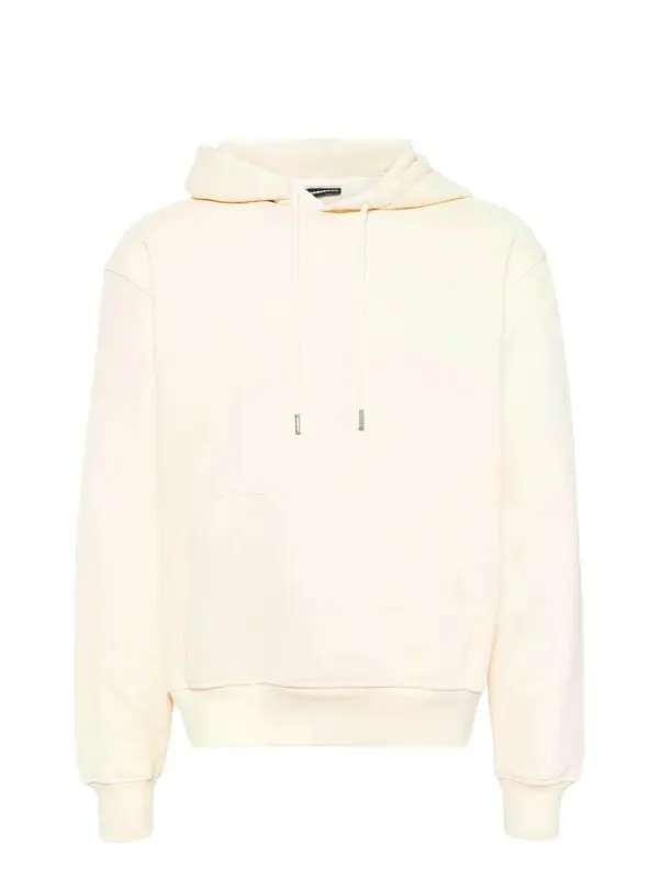 Jacquemus Logo-embroidered Cotton Hoodie - Neutrals