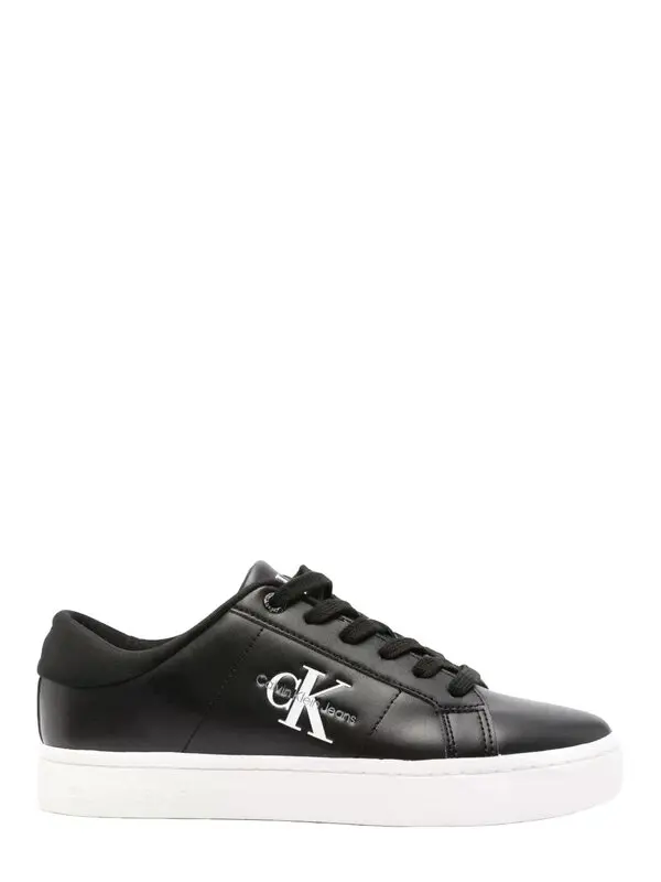 Calvin Klein Debossed-logo Leather Sneakers - Black