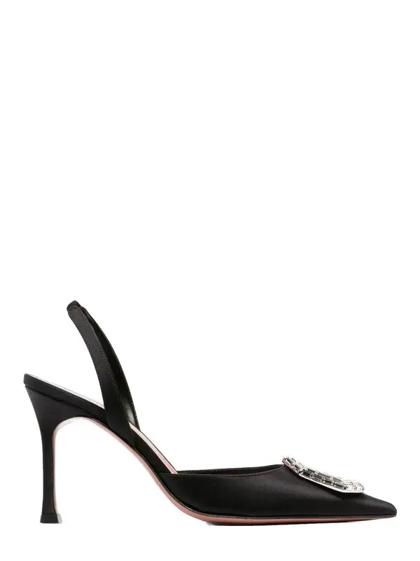 Amina Muaddi 90mm Camelia Slingback Pumps - Black