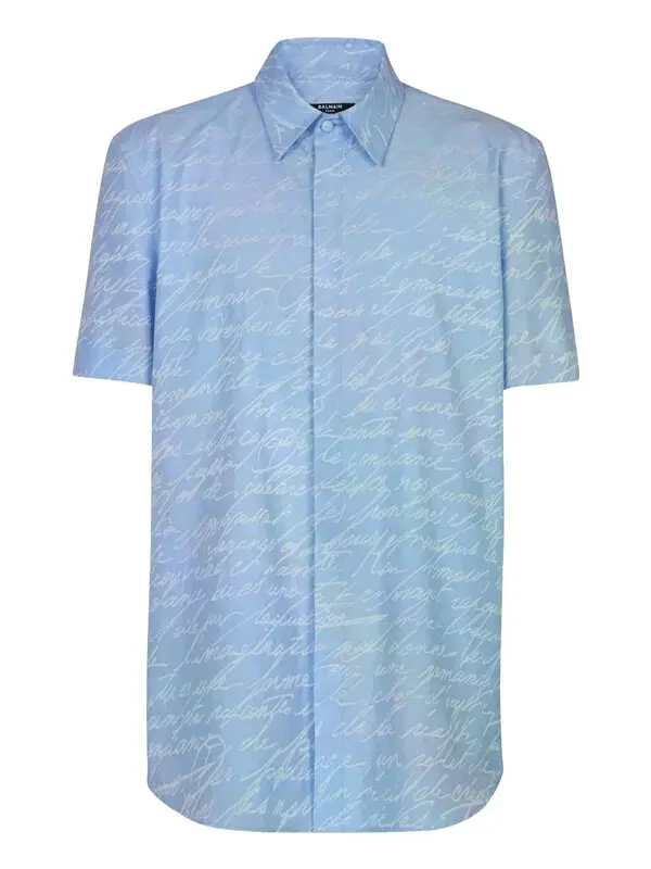 Balmain Jacquard Love Letter Print Shirt - Blue