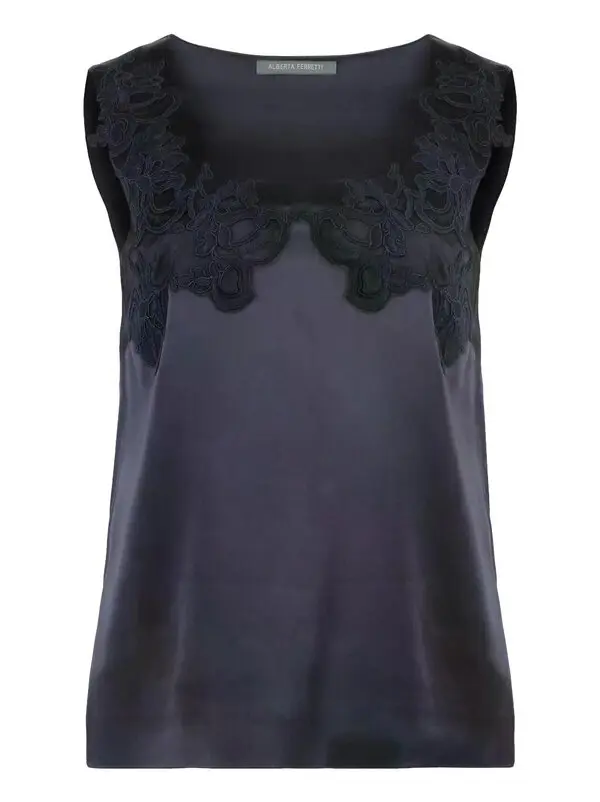 Alberta Ferretti Sleeveless Satin Blouse - Blue