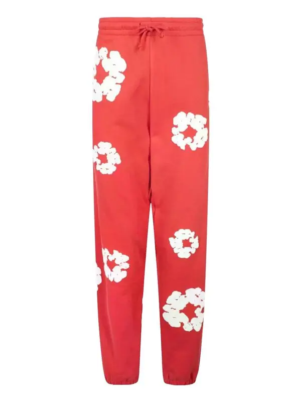 DENIM TEARS Cotton Wreath-print Track Pants - Red