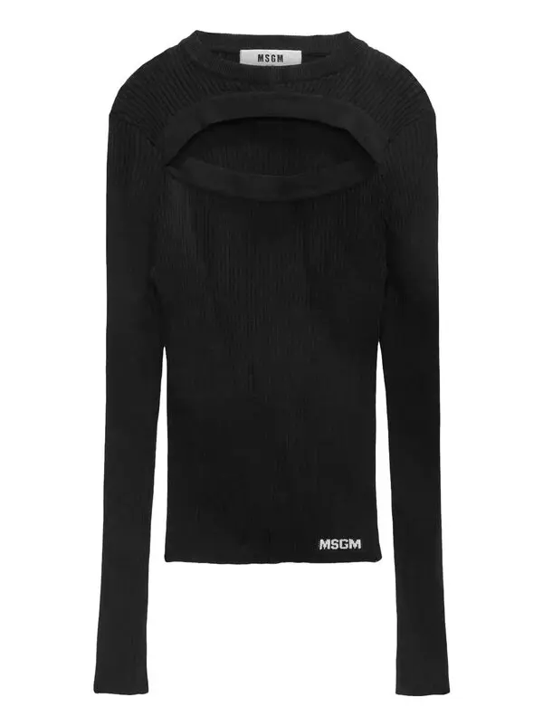 MSGM Cut-out Knitted Top - Black