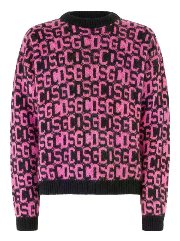 Gcds Intarsia-knit Logo Jumper - Black