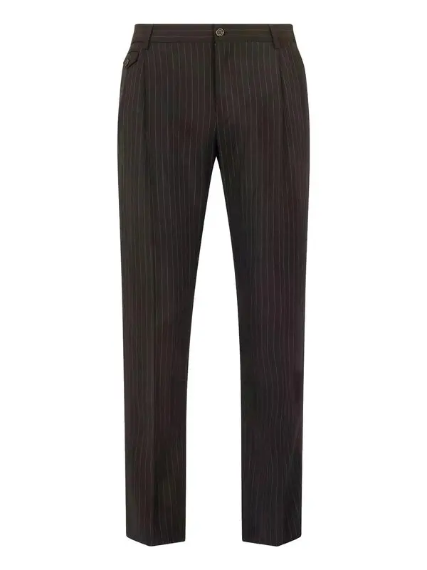 Dolce & Gabbana Pinstripe Tailored Wool-blend Trousers - Black