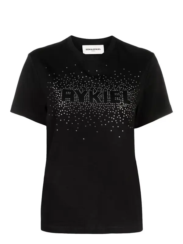 Sonia Rykiel Paris Beaded Logo Cotton T-shirt - Black
