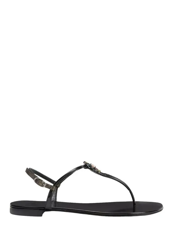 GIUSEPPE ZANOTTI Noussa Rhinestone-embellished Leather Sandals - Black