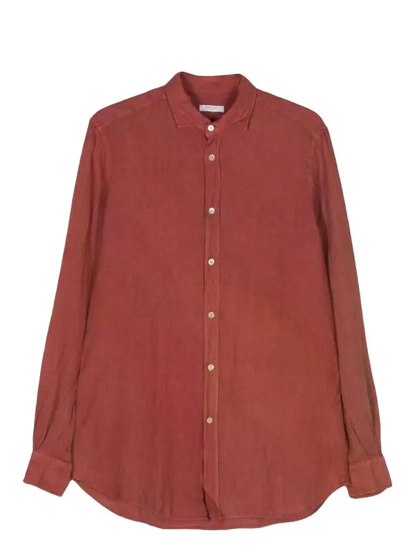 Boglioli Slub-texture Linen Shirt - Red