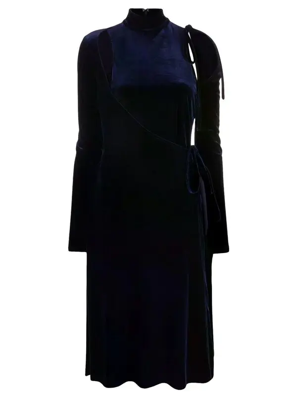 Versace Cut-out Velvet Wrap Dress - Blue