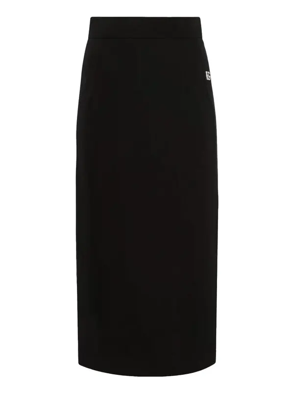 Dolce & Gabbana Logo-plaque Midi Skirt - Black