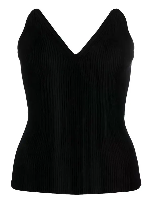 Coperni Ribbed-knit Bustier Top - Black