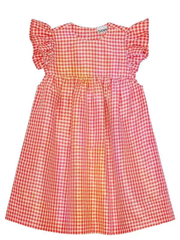 GANNI Gingham-print Dress - Red