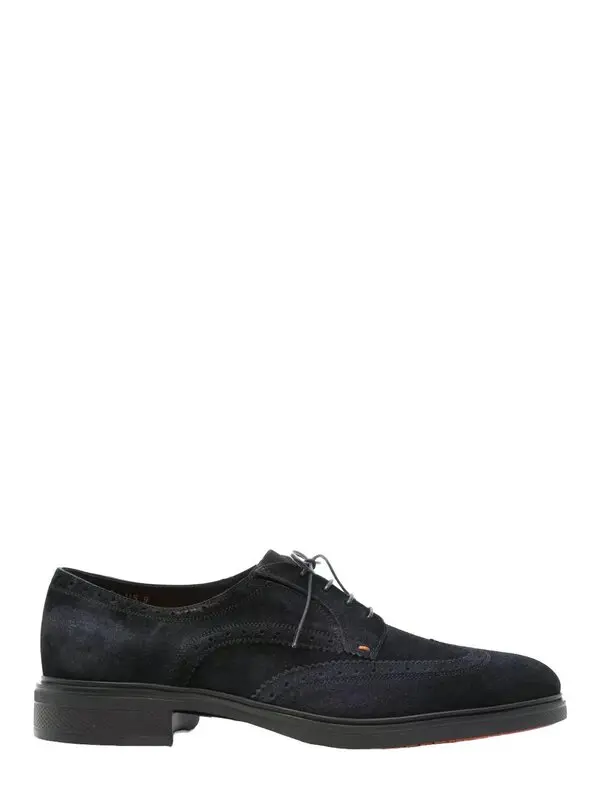Santoni Suede Oxford Shoes - Blue