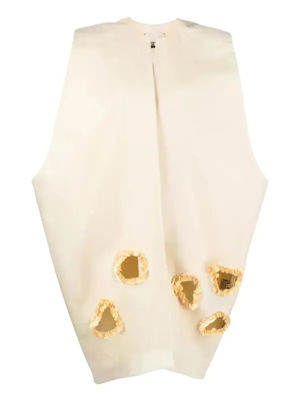 CALCATERRA Sequin-embellished Cotton Cape Coat - Neutrals