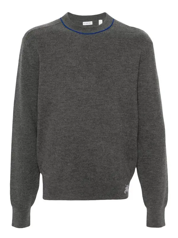 Burberry Equestrian Knight Intarsia Knit Sweater - Grey