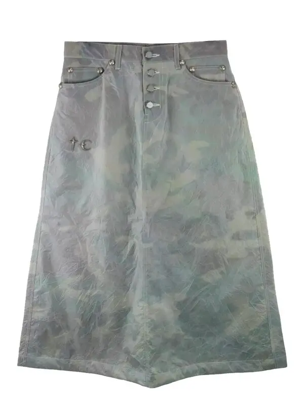 THUG CLUB Crease-effect Midi Skirt - Grey