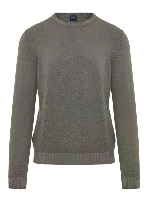 Fedeli Cotton Crew Neck Jumper - Grey