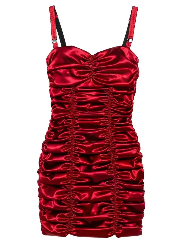 Dolce & Gabbana Draped Satin Minidress - Red