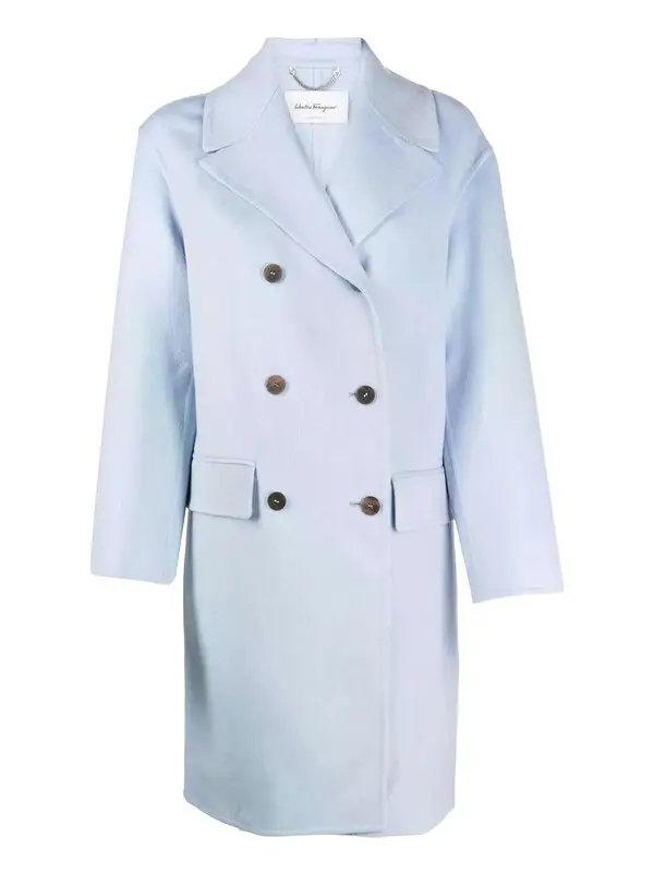 FERRAGAMO Double-breasted Button Coat - Blue