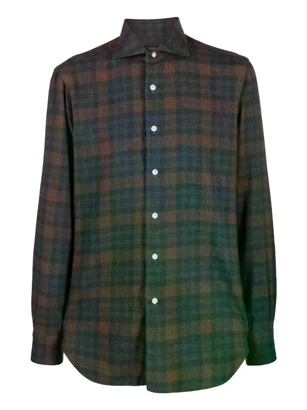 BARBA NAPOLI Check-print Button-up Shirt - Blue