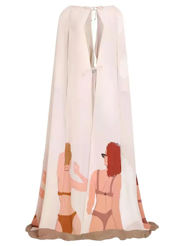 AMIR SLAMA Printed Silk Cape - Neutrals
