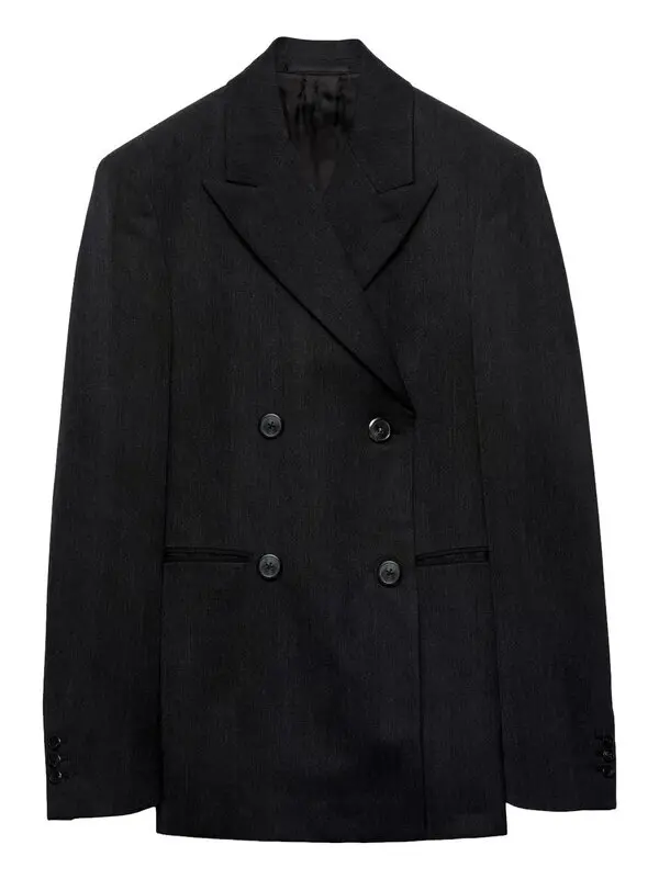 Prada Double-breasted Wool Blazer - Grey