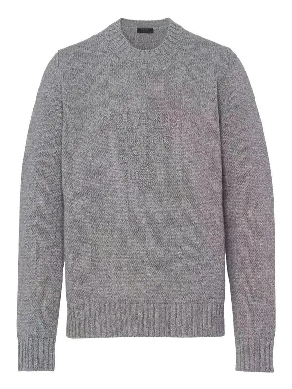 Prada Logo-embroidered Sweater - Grey