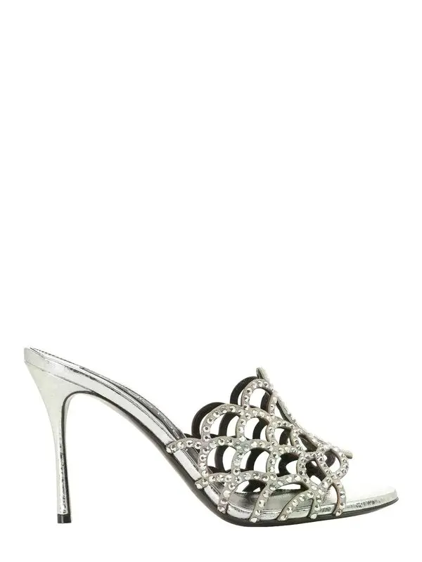 SERGIO ROSSI Mermaid 90mm Crystal-embellished Mules - Silver