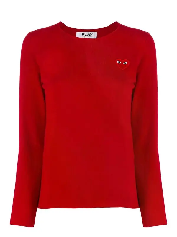 Play Comme Des Garcon Heart Appliqué Sweater - Red