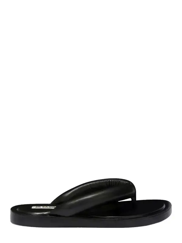 JIL SANDER Leather Slides - Black