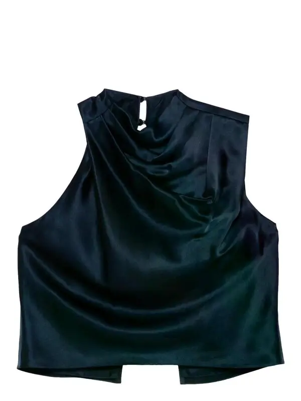 Michelle Mason Open-back Draped Satin Top - Blue