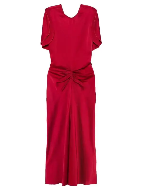 Victoria Beckham Gathered Detail Midi Dress - Red