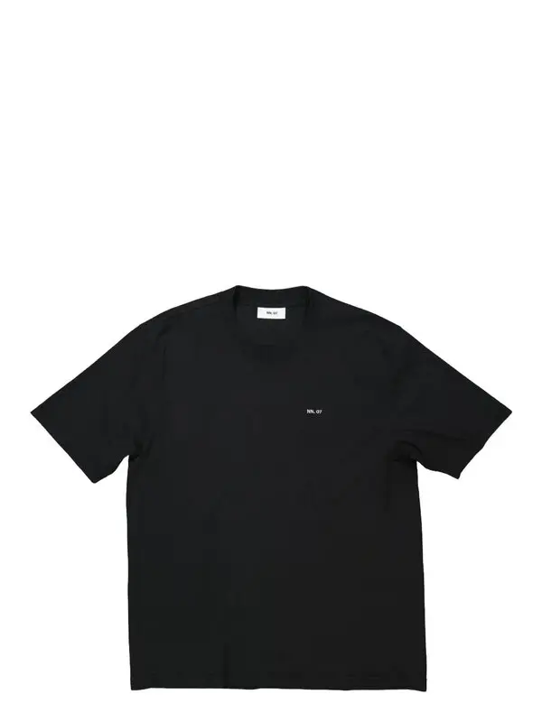 Nn07 Logo-embroidered T-shirt - Black