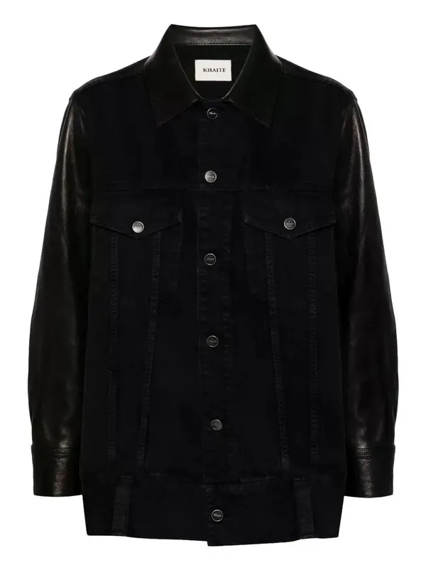 Khaite Grizzo Leather-paneled Denim Jacket - Black