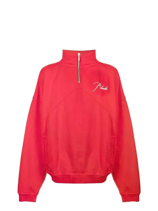 Rhude Embroidered Half-zip Sweatshirt - Red