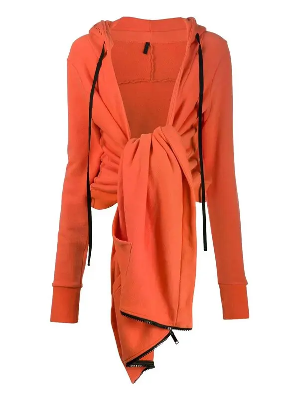 BEN TAVERNITI UNRAVEL PROJECT Tie-front Hooded Jacket - Orange