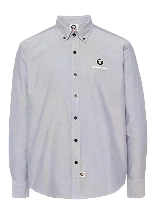 AAPE BY *A BATHING APE Logo-patch Long-sleeved Shirt - Grey