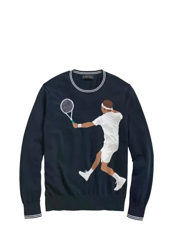 Brooks Brothers Tennis Player Graphic Sweater - Blue