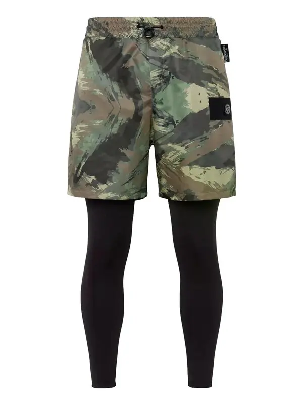 PLEIN SPORT Camouflage-print Layered Track Pants - Black