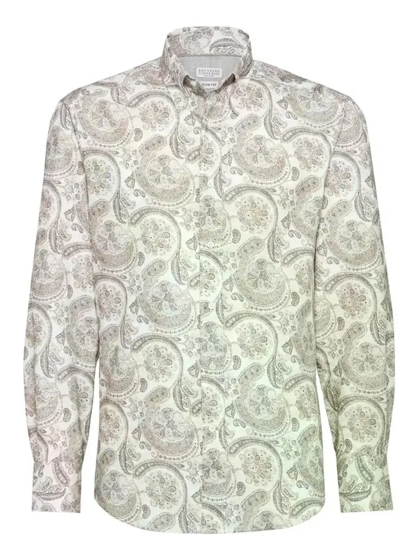 Brunello Cucinelli Paisley-print Cotton Shirt - Neutrals
