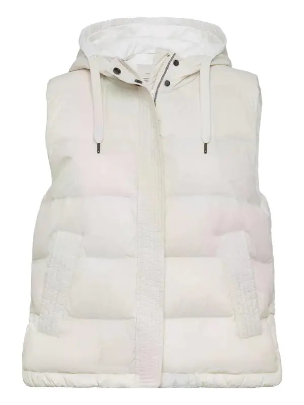 Brunello Cucinelli Padded Gilet With Monili Chain Detail - Neutrals