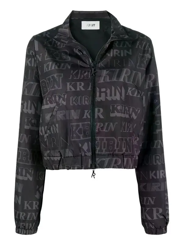 Kirin Logo Print Open-back Jacket - Black