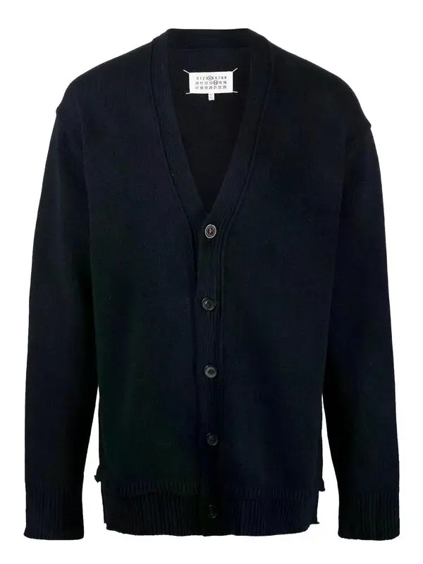MAISON MARGIELA Elbow-patch V-neck Cardigan - Blue