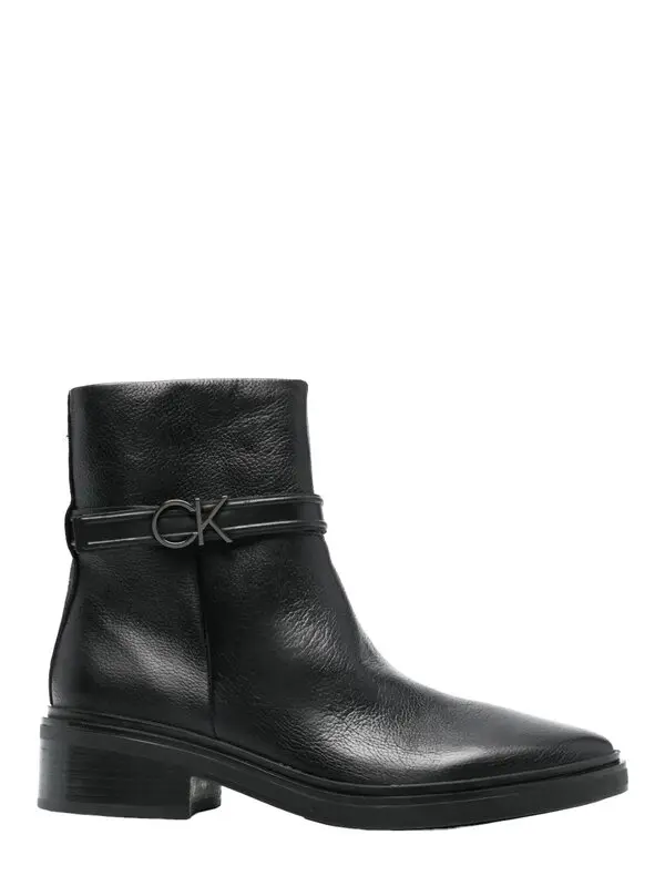 Calvin Klein Leather Ankle Boots - Black