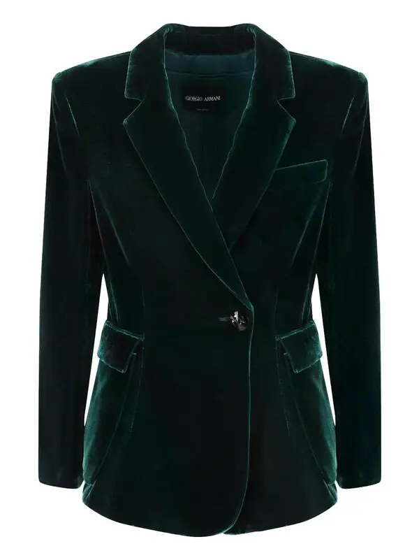 Giorgio Armani Single-breasted Velvet Blazer - Green
